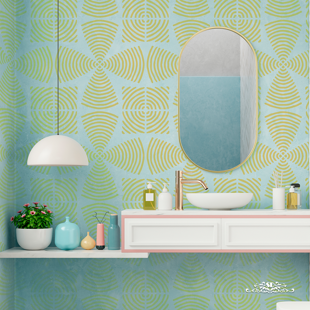 PLANTILLA DECORATIVA PARA PINTAR PAREDES AKIRA WAVES - Stencil para ...