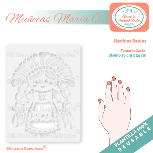 PLANTILLA PARA MANUALIDADES MUÑECAS MARÍA 02 -Stencil para Manualidades ...