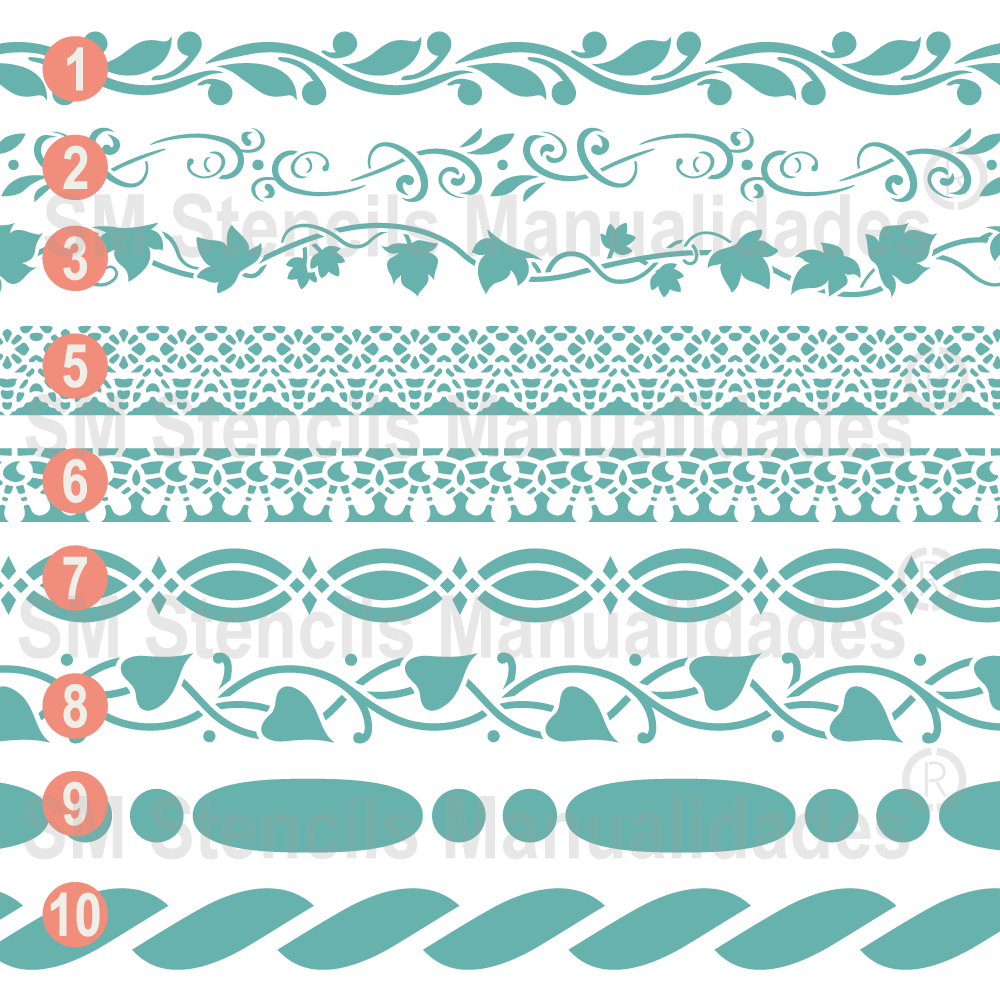 RIBETES -Stencil, plantilla decorativa – SD Stencils Decorativos